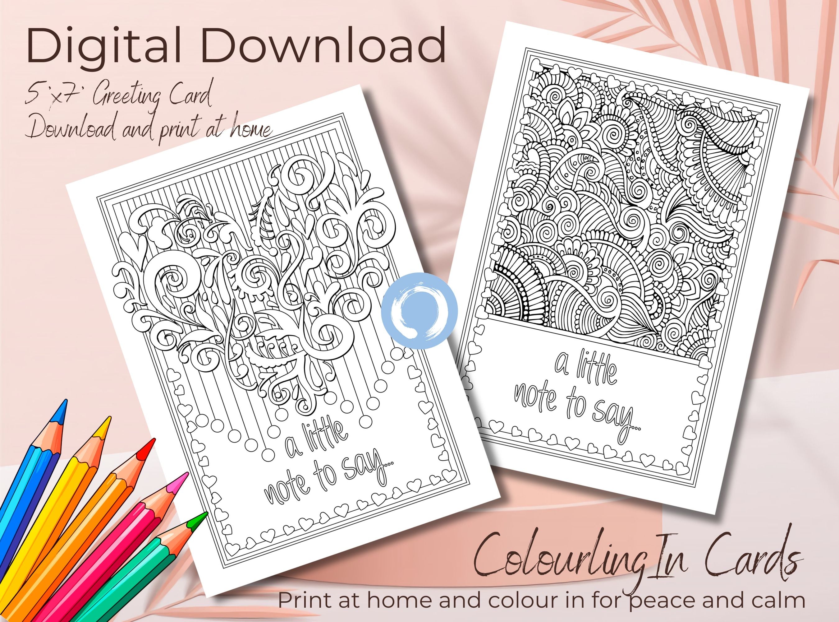 The Breathe 5"x7" Digital Colouring In Cards for Mindfulness, Anxiety ...